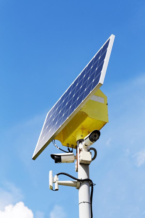 Security of Solar Power Plant.cctv Cameras Secure Solar . Stock Image ...