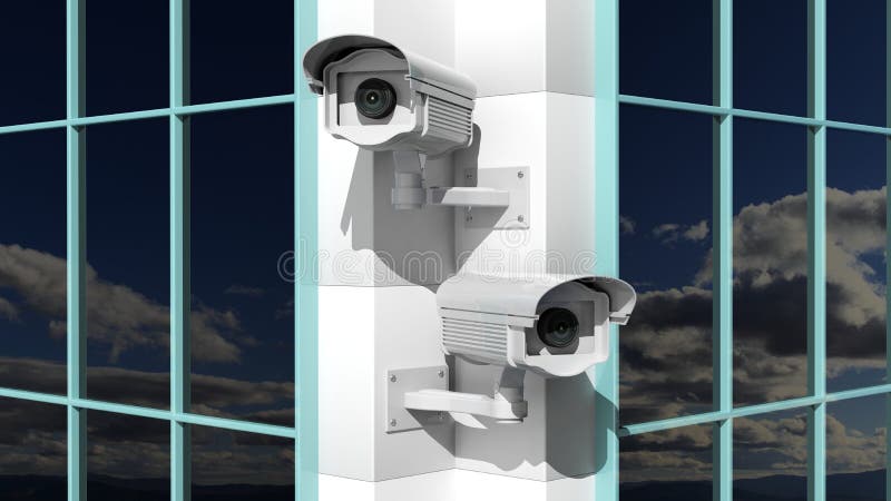 Two Security Surveillance Cameras Stock Illustration - Illustration of ...