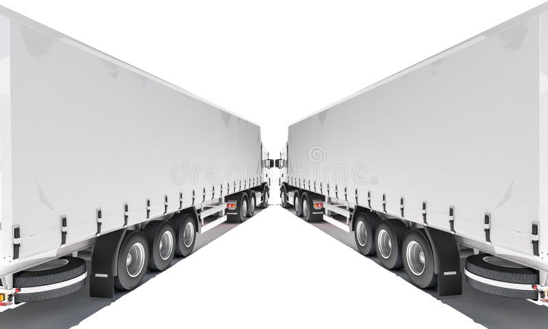 Trailer Trucks Top View Icon Set Isolated on White. Commercial Lorry ...