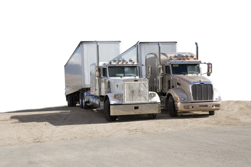 Semi Truck Cab White Blue Trailer Stock Photo - Image of heavy, roadway ...