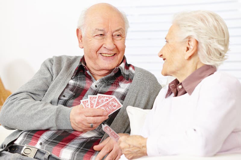 Two Senior Citizens Playing Cards Stock Image - Image of retirement ...
