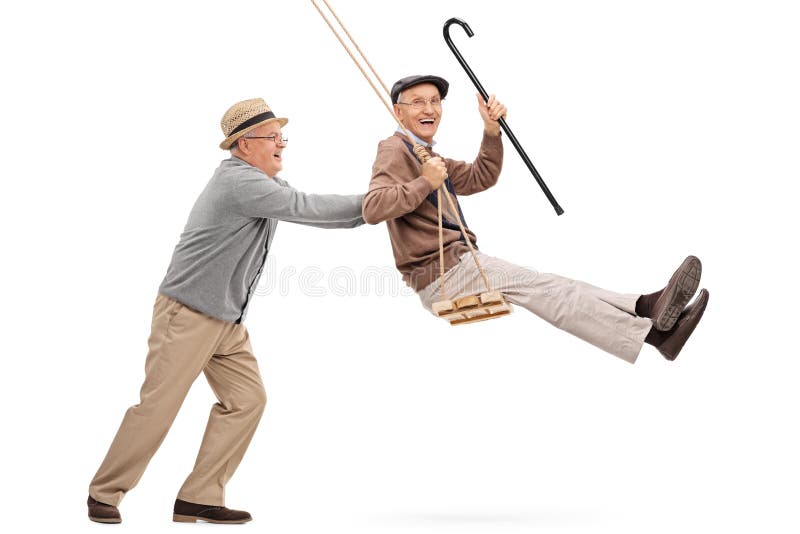 Two Senior Gentlemen Swinging on a Swing Stock Photo - Image of buddy ...