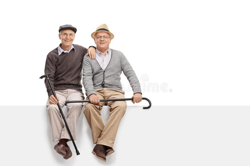 Two Senior Pals Sitting Blank Panel Stock Photos - Free & Royalty-Free ...