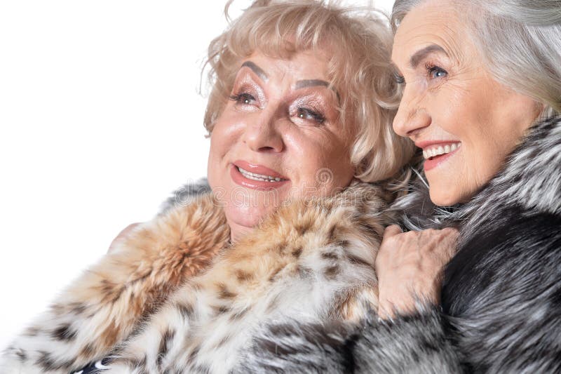 Two Senior Women Isolate on White Stock Photo - Image of adult, female ...