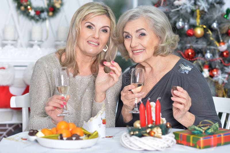 Two senior women stock image. Image of lady, cutlery - 87372469