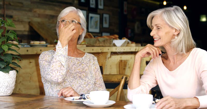 Senior Women Talking To Each Other in Cafe 4k Stock Video - Video of ...