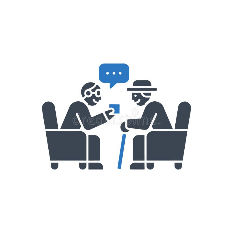 Two Seniors Enjoying Conversation Icon Stock Vector - Illustration of ...