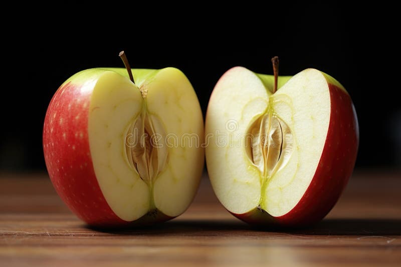 Two Separate Halves of an Apple Coming Together Stock Photo - Image of ...