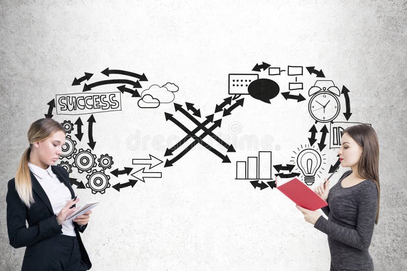 Two Serious Businesswomen and Infinity Routine Stock Image - Image of ...