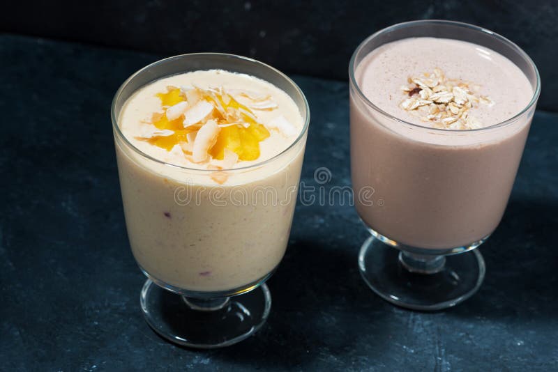Two Servings of Milkshake in Glasses, Top View Stock Image - Image of ...