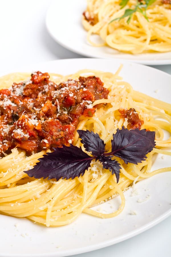 Two Servings of Spaghetti Bolognese Stock Image - Image of dinner ...