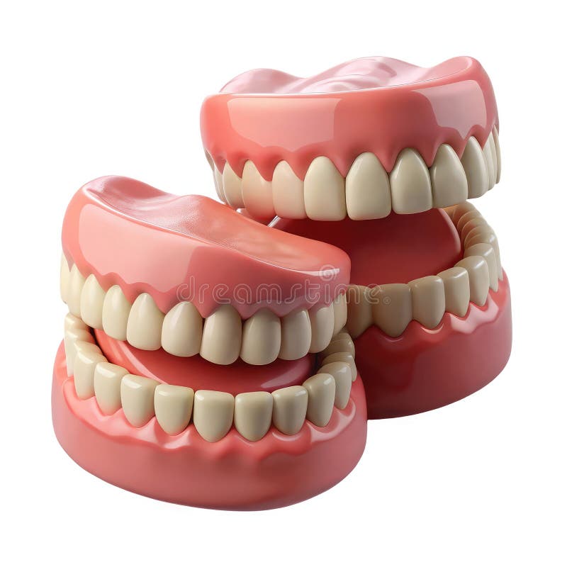 Two Sets of Dentures Isolated on White Background Stock Illustration ...