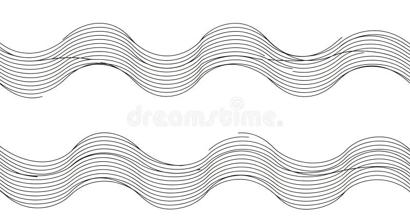 Two Sets of Parallel Black Wavy Lines are Displayed Against a White ...
