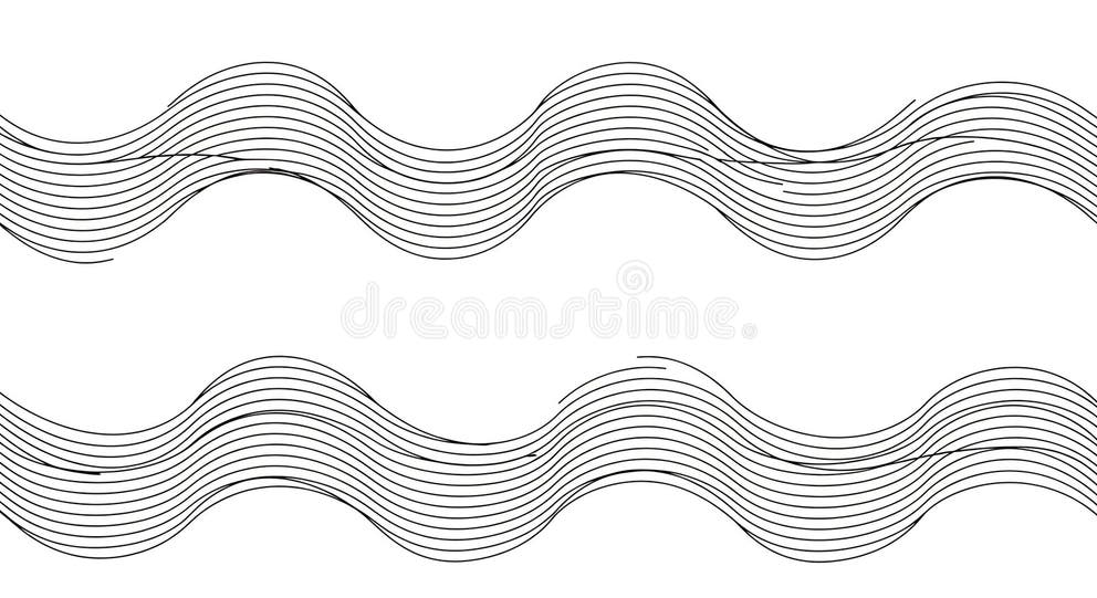 Two Sets of Parallel Black Wavy Lines are Displayed Against a White ...
