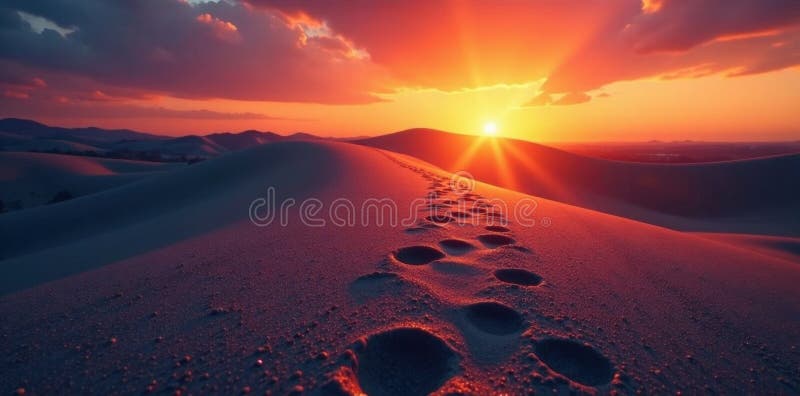 Two Sets of Parallel Footprints Recede into the Setting Sun S Glow ...