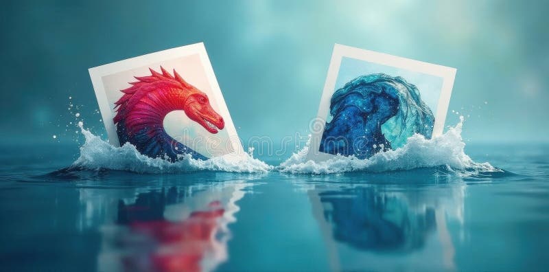 Two Sets of Parallel Prints Disappearing into Water, Sand, Sunset Stock ...