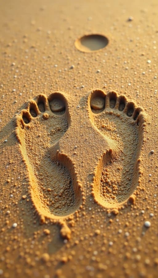 Two Sets of Small Footprints Merging in the Sand, Footprints, Sand Dune ...