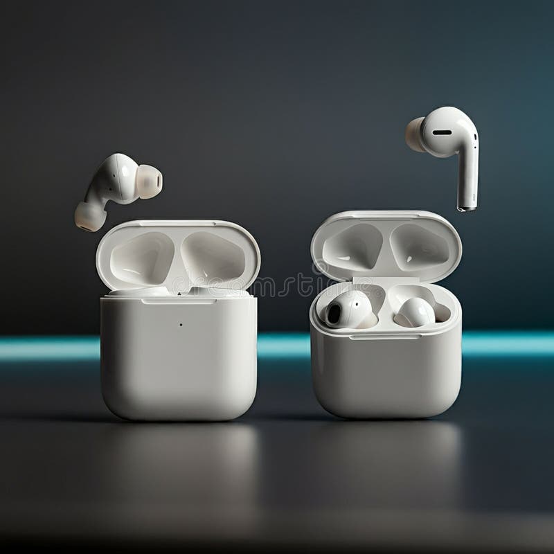 White Wireless Earbuds Their Charging Case Displayed Surface Stock ...