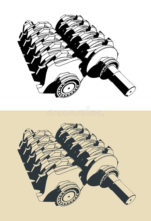 Two shaft shredder blades stock illustration. Illustration of shredder ...