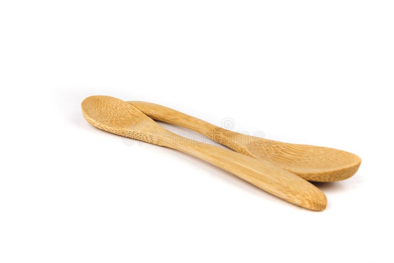 Two Shallow Bamboo Spoons in a Shape for Display Stock Photo - Image of ...