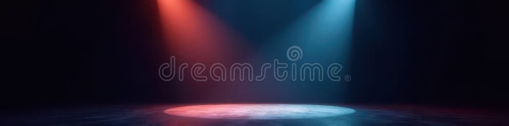 Two Sharp Spotlights Pierce the Inky Blackness of an Empty Stage ...