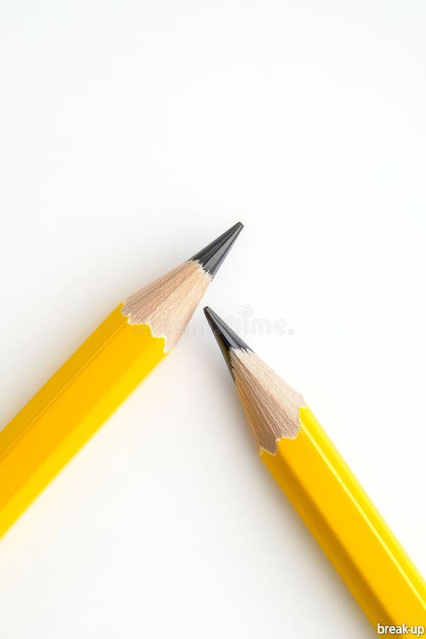 Two Sharpened Yellow Pencils Pointing at Each Other on White Background ...