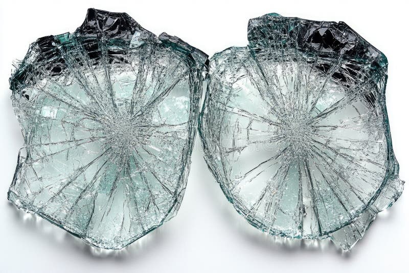 Two Shattered Glass Fragments on a Clean White Surface Stock Photo ...