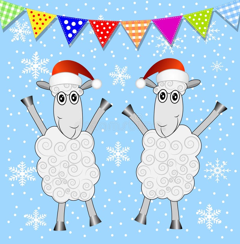 Two Sheep and Festive Garland Stock Vector - Illustration of hubcap ...