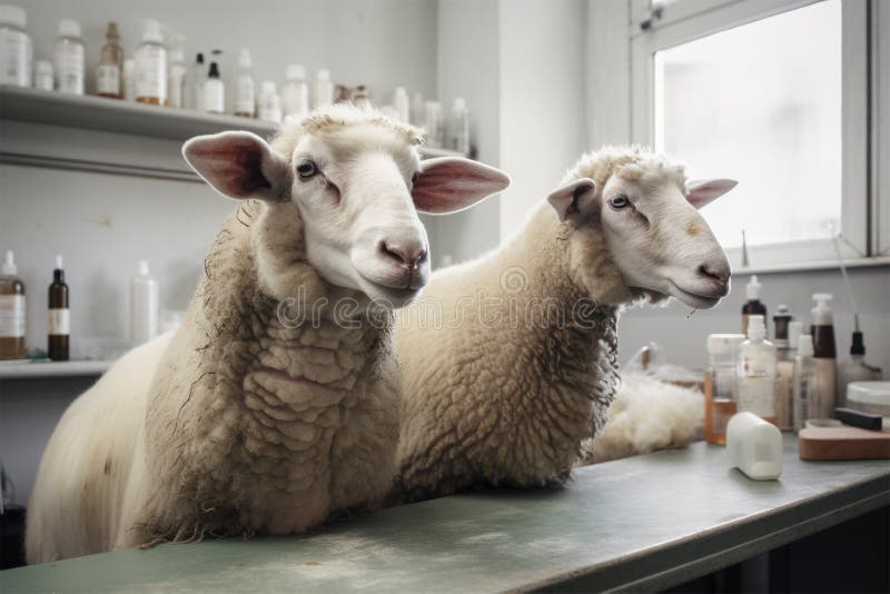 Two Sheep in Laboratory. Generative AI Stock Illustration ...