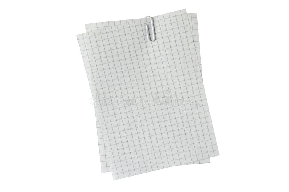 Two Sheets of Checkered Paper Held Together with a White Paper Clip ...