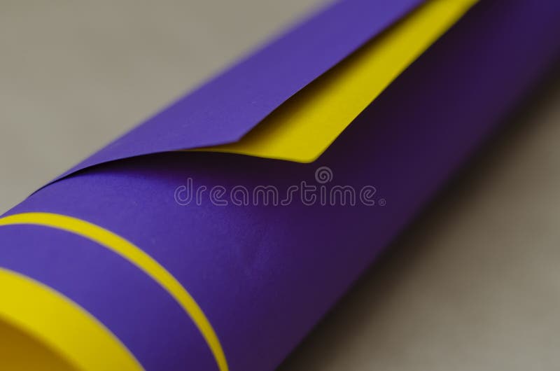 Two Sheets of Colored Paper are Twisted into a Roll Stock Photo - Image ...