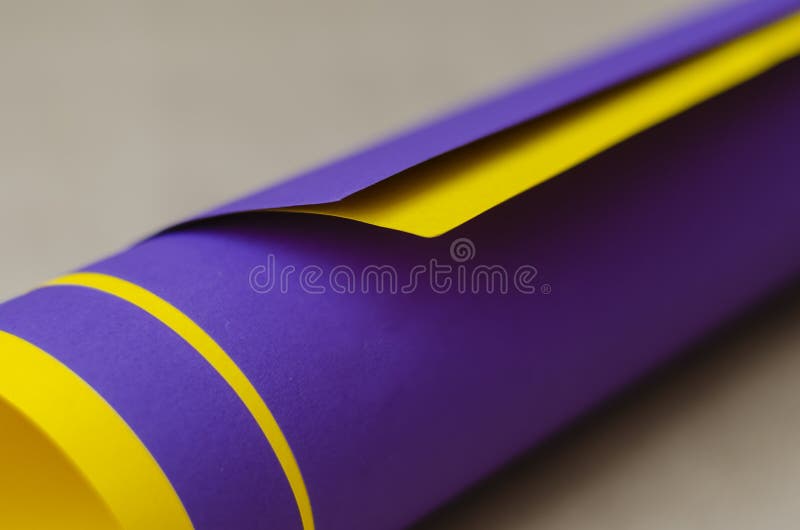Two Sheets of Colored Paper are Twisted into a Roll Stock Photo - Image ...