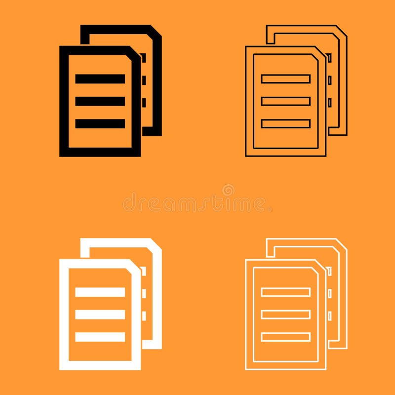 Two Sheets of Document Black and White Icon . Stock Vector ...