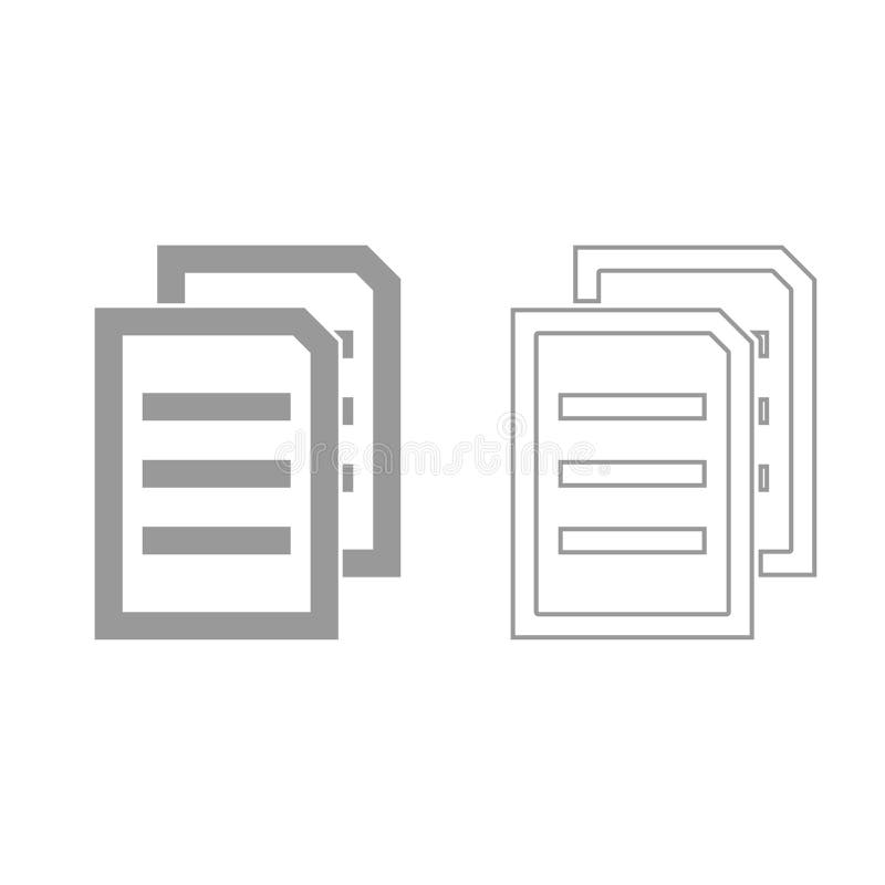 Two Sheets of Document Grey Set Icon . Stock Vector - Illustration of ...