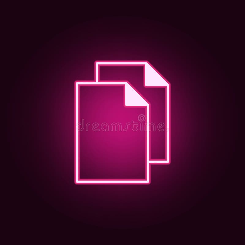 Two Sheets Icon. Elements of Web in Neon Style Icons Stock Illustration ...