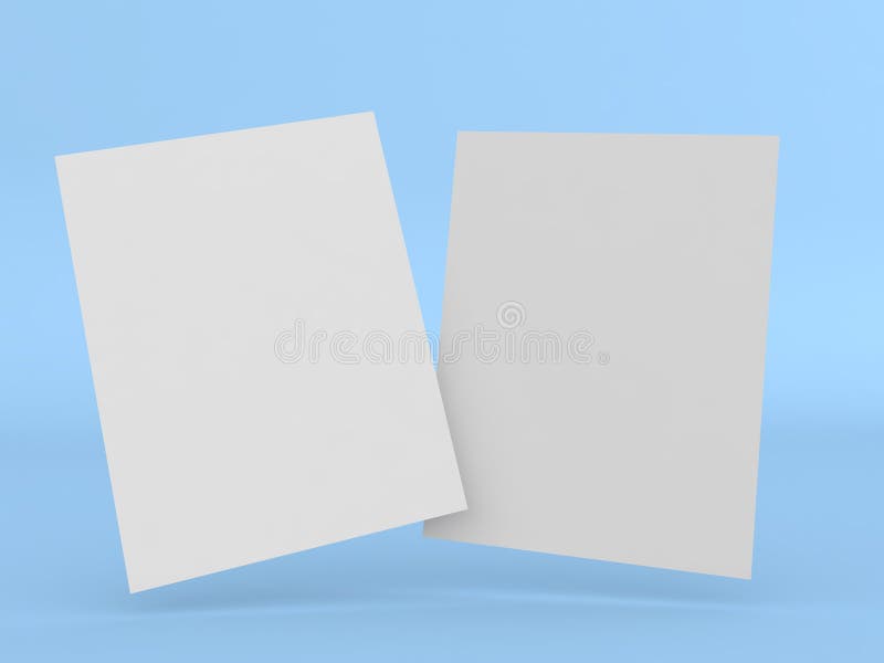 Two Sheets of A4 Paper on a Blue Background. Stock Illustration ...