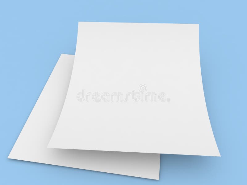 Two Sheets of A4 Paper on a Blue Background. Stock Illustration ...