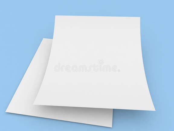 Two Sheets of A4 Paper on a Blue Background. Stock Illustration ...