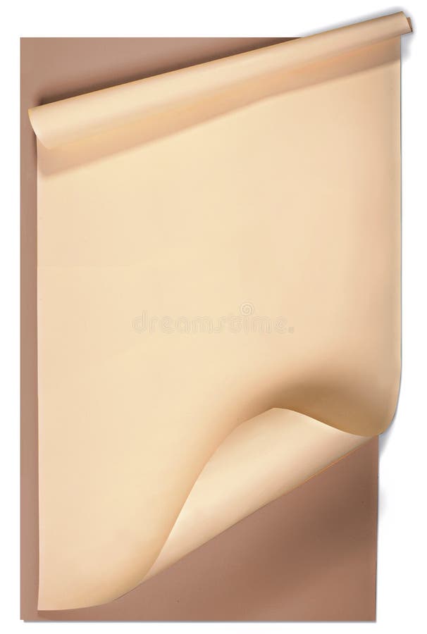 Two Sheets of Paper, Brown and Yellow on White Background Stock Photo ...