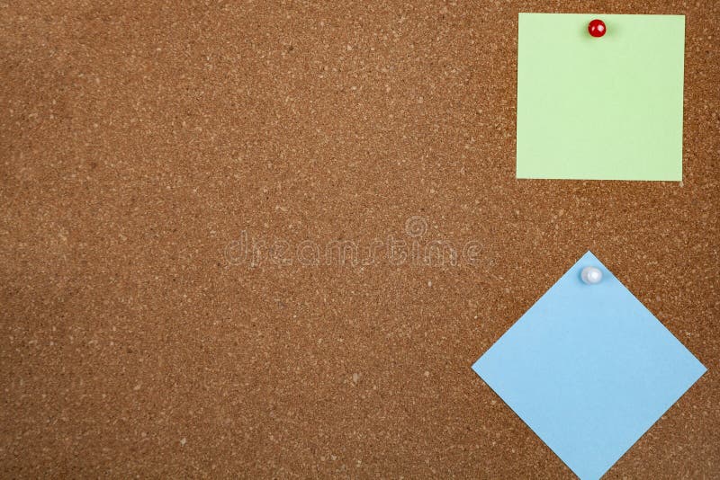 Two Sheets of Paper on Corkboard Stock Image - Image of pattern, office ...