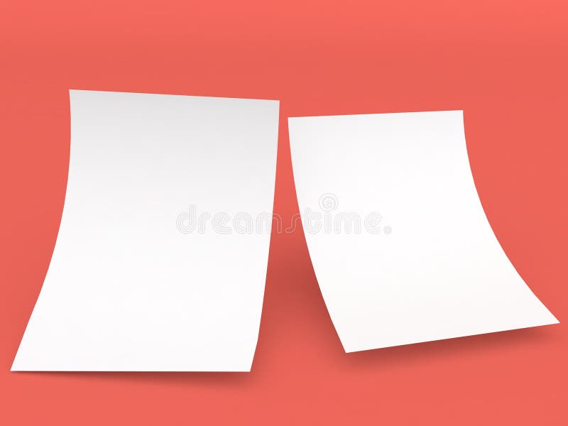 Two Sheets of A4 Paper on a Red Background. Stock Illustration ...