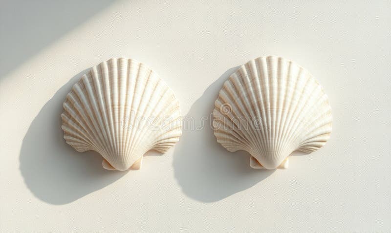 Two Shells are on a White Wall Stock Photo - Image of next, summer ...