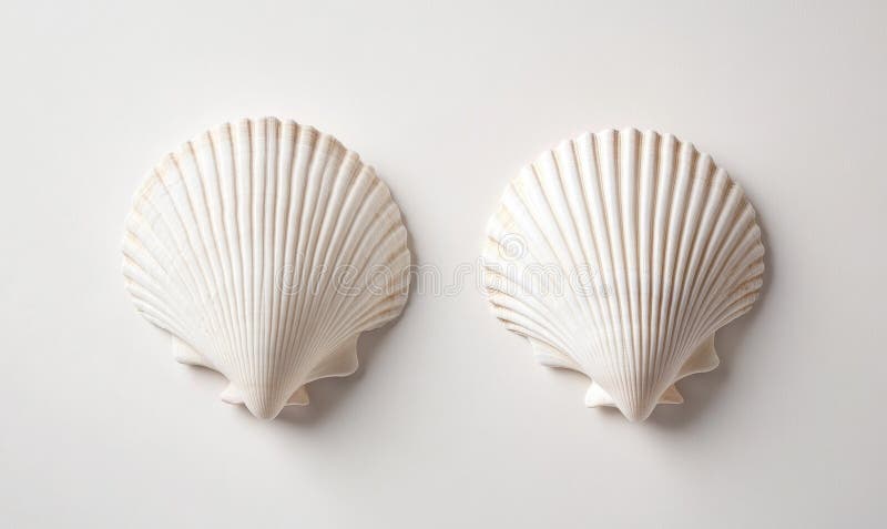Two Shells are on a White Wall Stock Illustration - Illustration of ...