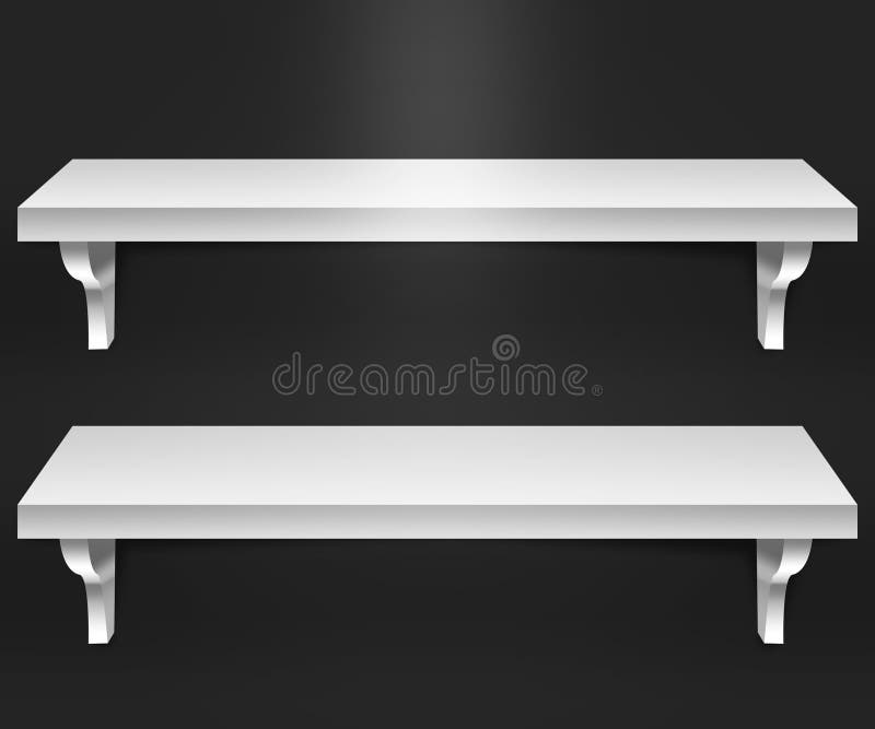 Two Shelves Black Background Stock Illustration - Illustration of shelf ...