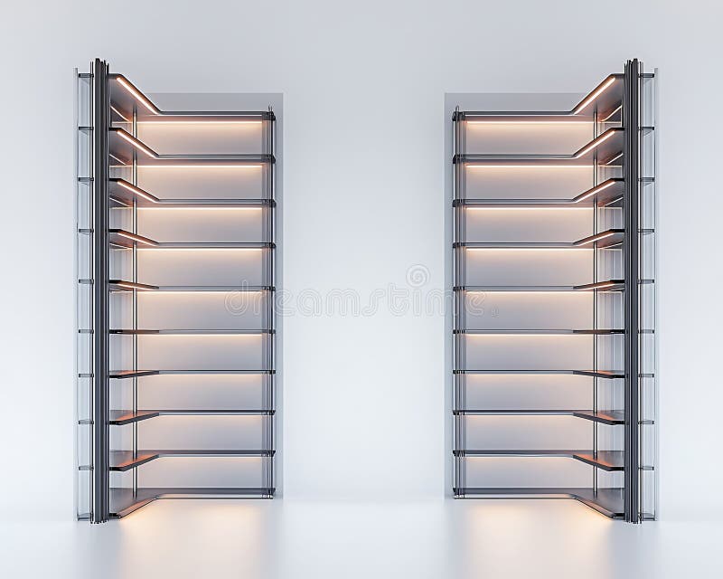 Two Shelves with a Light on Them Stock Image - Image of light, design ...