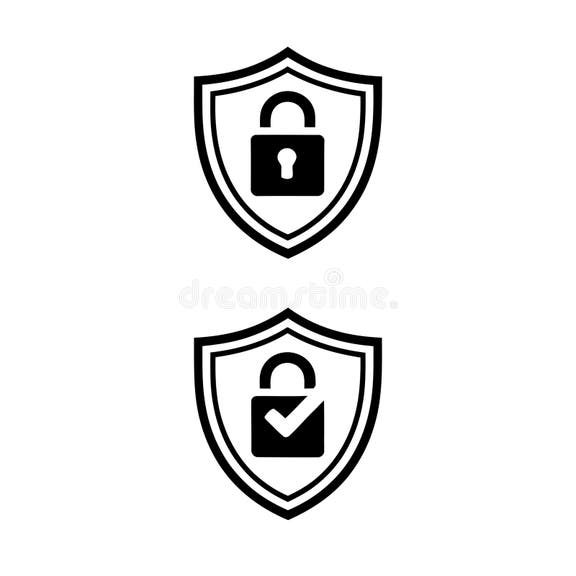 Padlock Emblem with Check Mark and Keyhole, Data Protection Badge ...