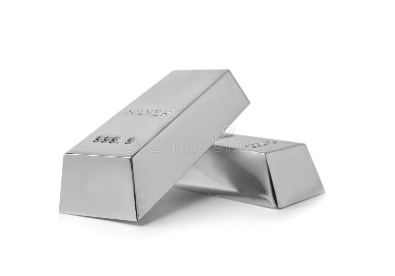Two Shining Silver Bars Isolated on White Stock Image - Image of rich ...