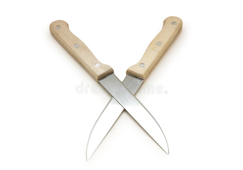 Two shiny kitchen knives stock photo. Image of cutting - 1570456
