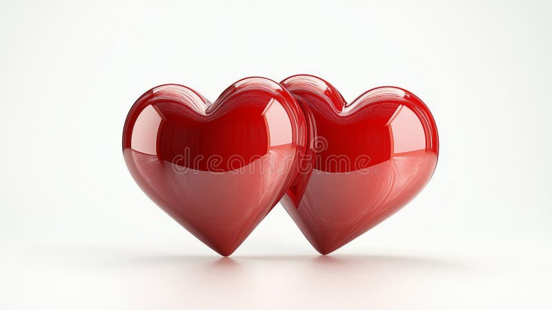 Two Shiny Red Hearts Touching Each Other Stock Illustration ...