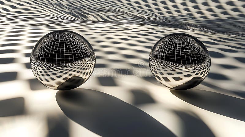 Two Shiny, Reflective Spheres are Sitting on a White Surface Stock ...